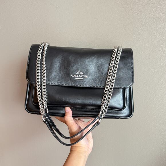 Coach Elodie Crossbody Bag CCF09 crinkle leather/Silver/Black